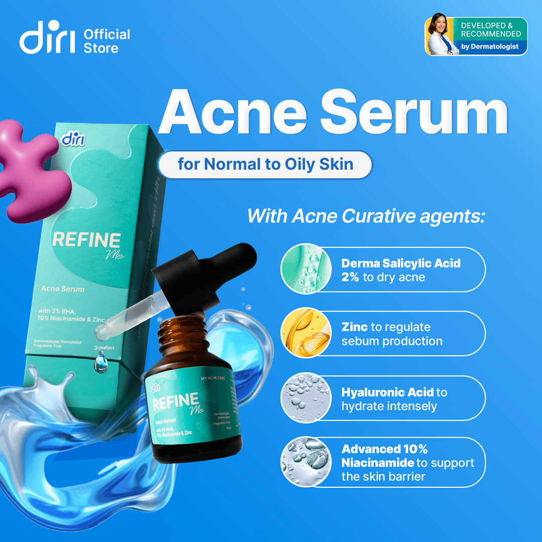 Diri Essentials RefineME Acne Serum with 2% BHA, 10% Niacinamide & Zinc Serum 15 ml Mengurangi ...