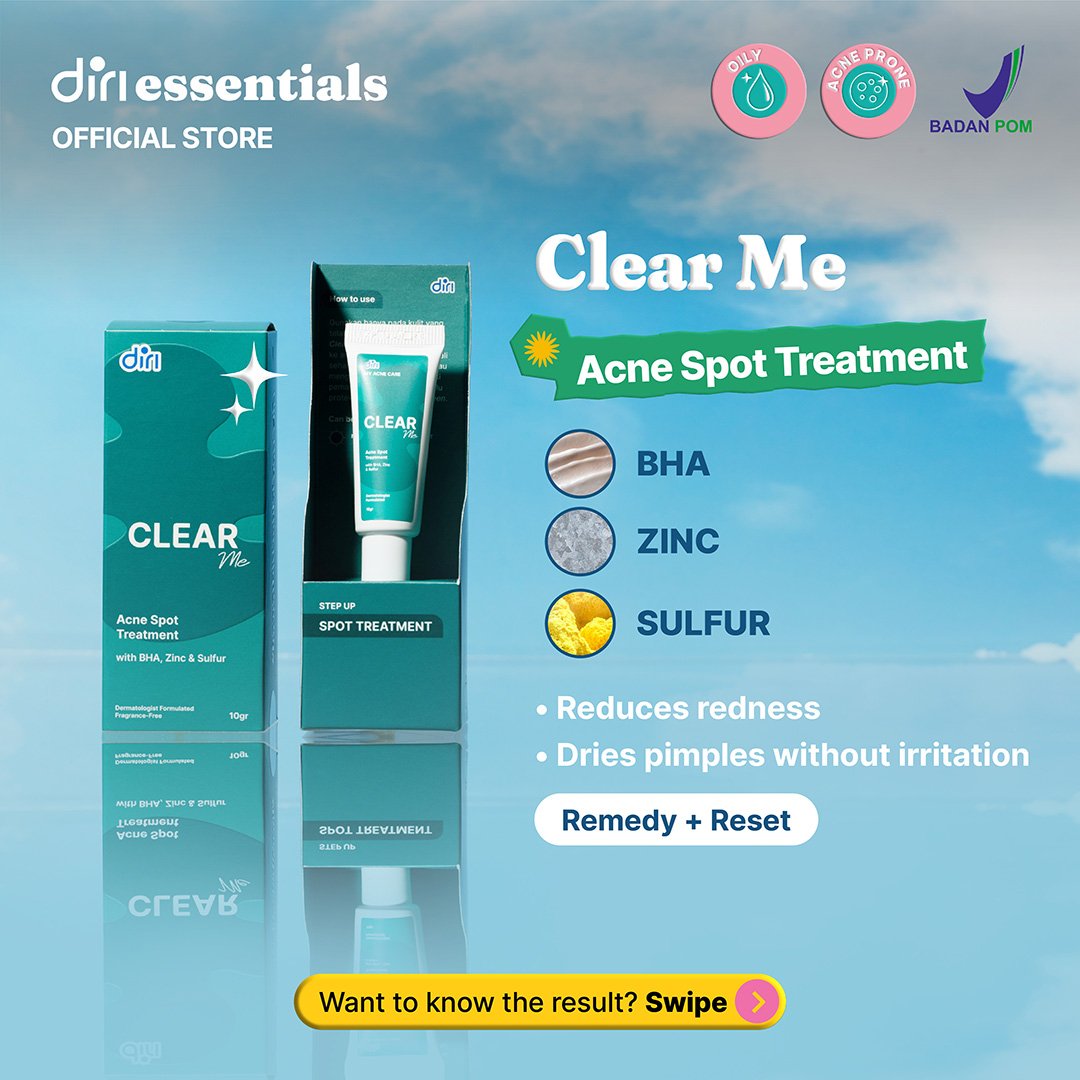 Diri Essentials ClearME Acne Spot Treatment with BHA, Zinc & Sulfur 10 gr Obat Totol Jerawat ...