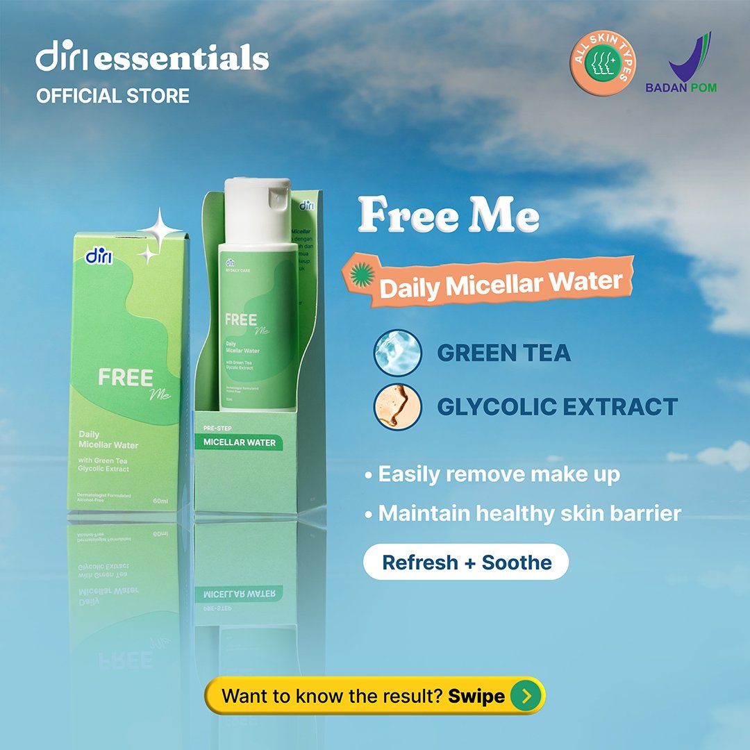 Diri Essentials FreeME Daily Micellar Water 60 ml Pembersih Makeup ...
