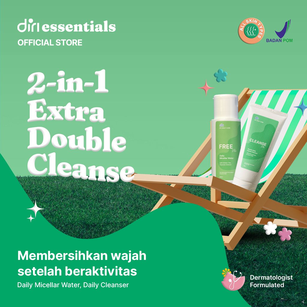 Diri Essentials 2-in-1 Extra Double Cleanse Membersihkan Wajah Setelah ...