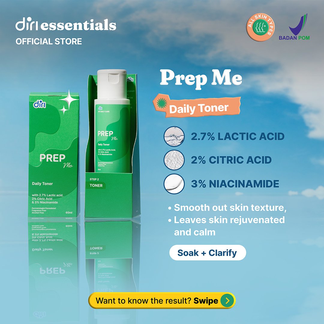 Diri Essentials PrepME Daily Toner with 3% Lactic acid, 2% Citric Acid ...