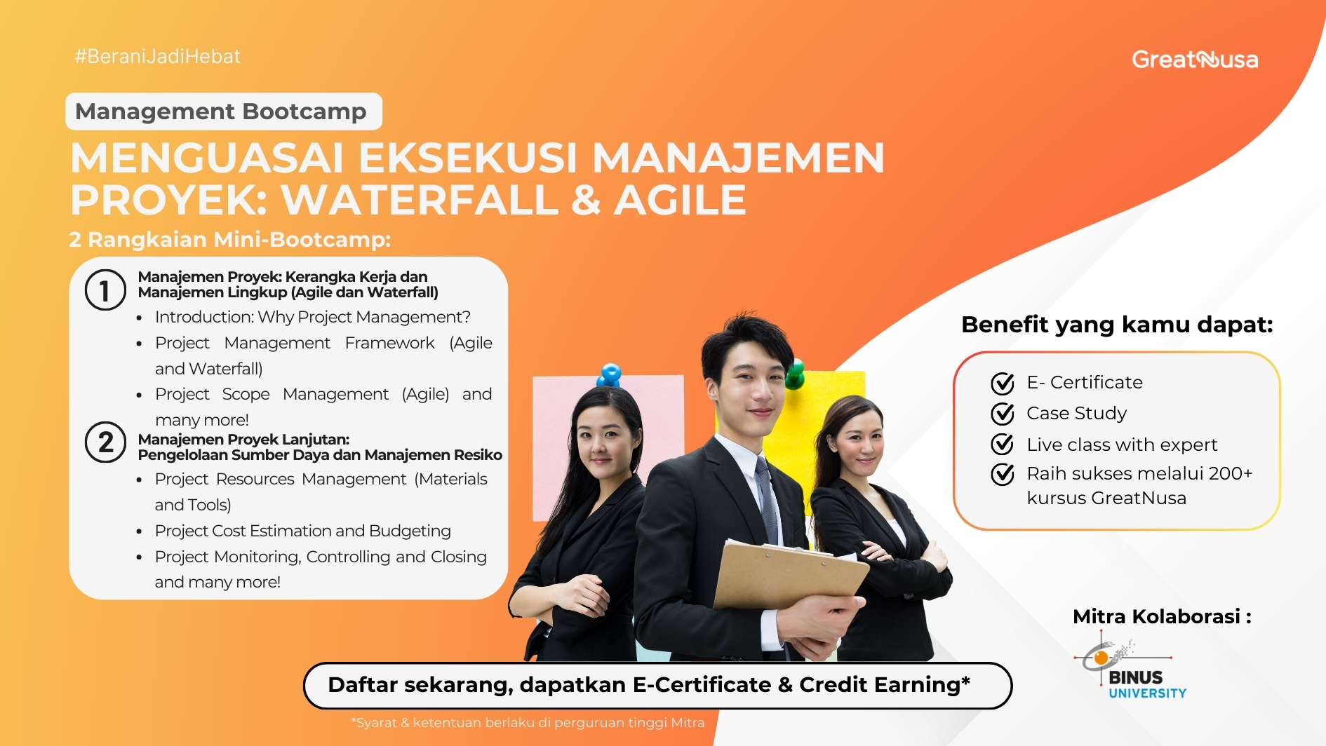 Management Bootcamp - Menguasai Eksekusi Manajemen Proyek: Waterfall & Agile - GreatNusa