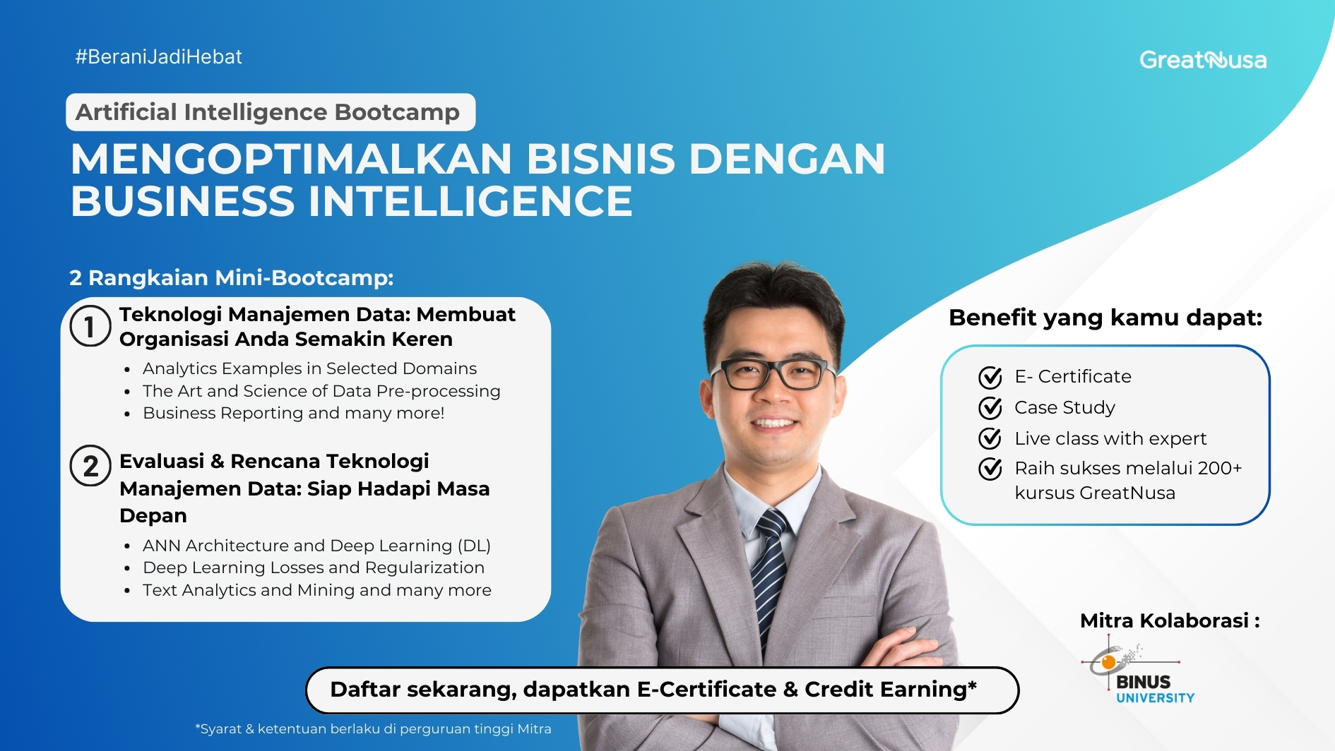 Artificial Intelligence Bootcamp - Mengoptimalkan Bisnis Dengan Business Intelligence - GreatNusa